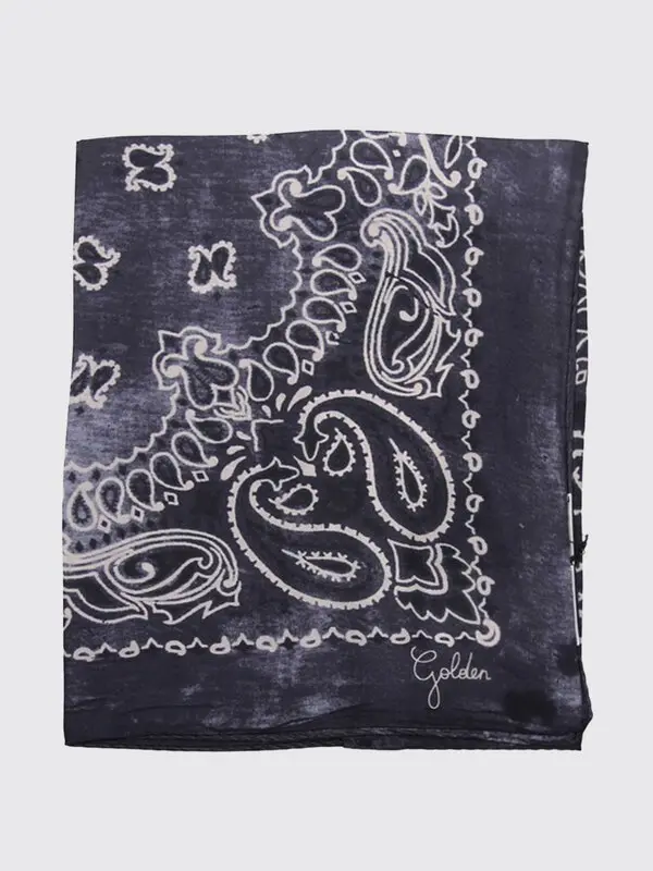 GOLDEN GOOSE Pure Silk Scarf With Bandana And Abstract Print - Grey