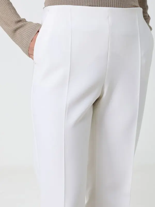Max Mara High-waisted Skinny Trousers In Pure Virgin Wool - White