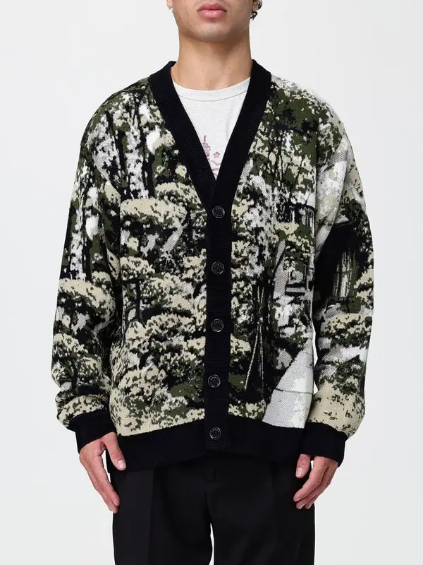 Kenzo V-neck Cardigan In A Wool Blend With An All-over Graphic Print