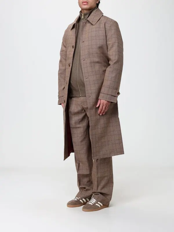 Drole De Monsieur Prince Of Wales Check Trench Coat In A Wool Blend