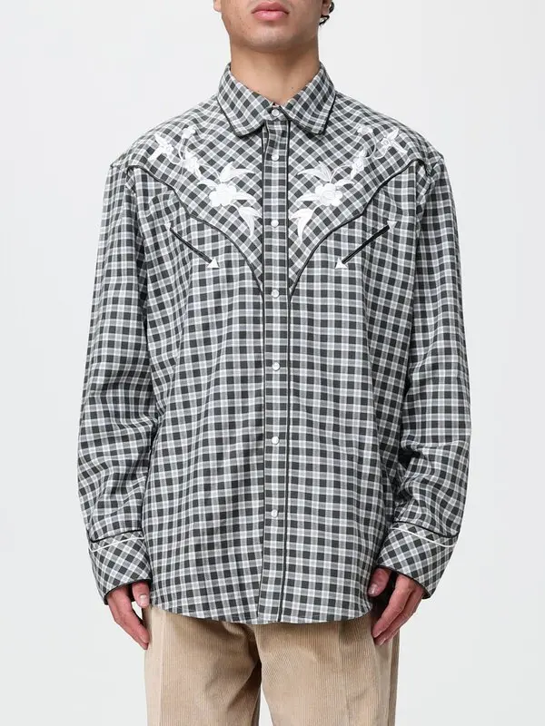 Kenzo Western-style Gingham Check Shirt In Cotton With Embroidery