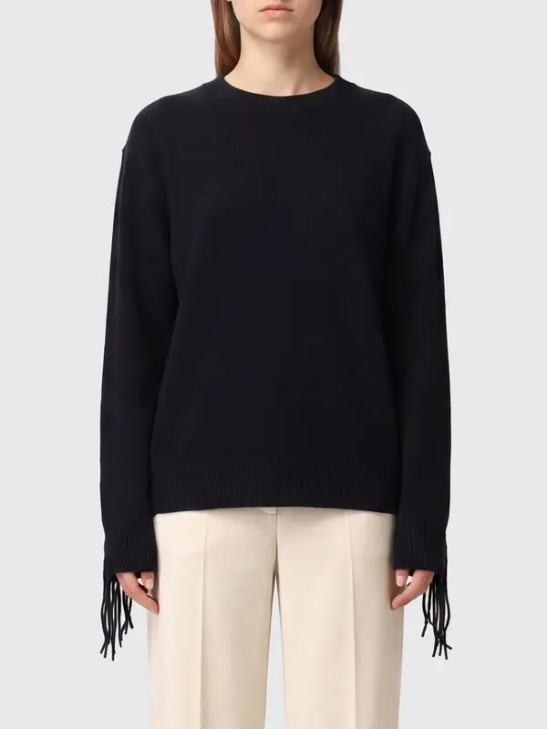 PAROSH P.a.r.o.s.h. Cashmere Crewneck Sweater With Embroidery, Fringes And Dropped Shoulders