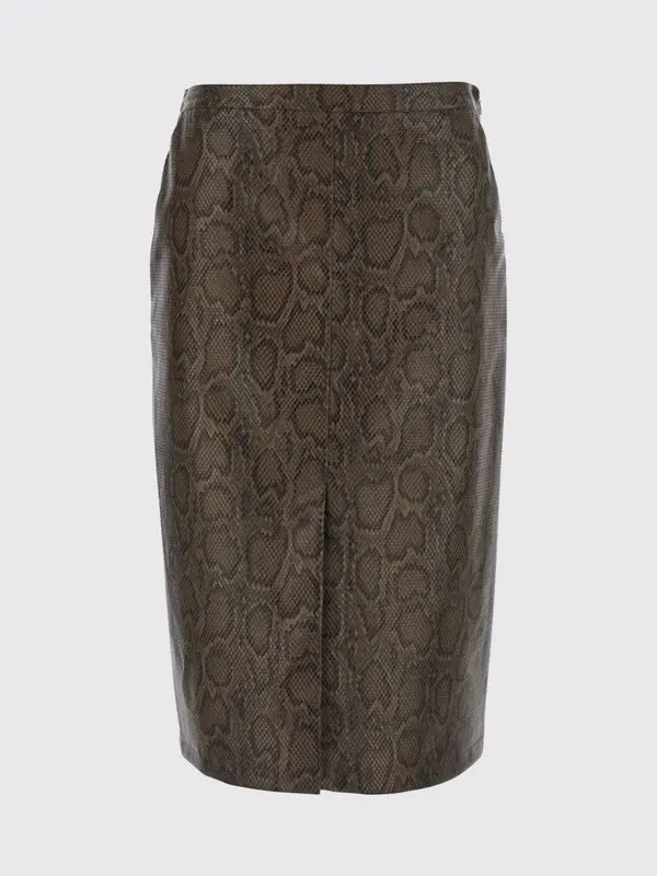 TWINSET Slim Fit Python Print Faux Leather Midi Pencil Skirt