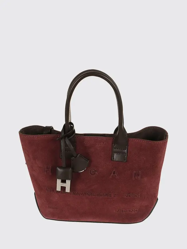 Hogan Address Mini Leather Handbag With Double Handle And Charm
