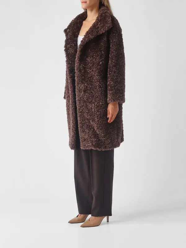 Herno Knee-length Faux Shearling Coat With A High Neck