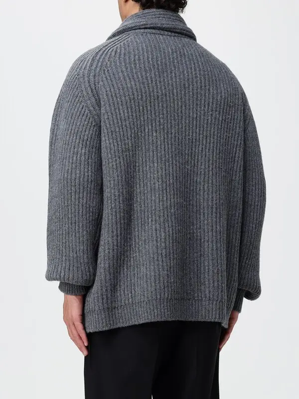 Filson Button-up Shawl Collar Wool Cardigan With Dropped Shoulders - Grey