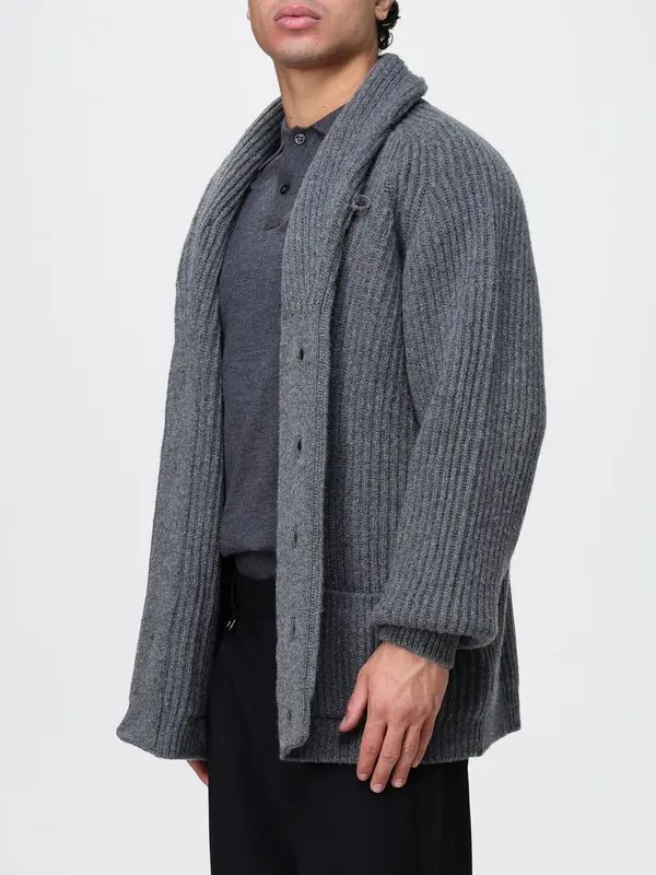 Filson Button-up Shawl Collar Wool Cardigan With Dropped Shoulders - Grey