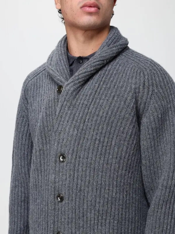 Filson Button-up Shawl Collar Wool Cardigan With Dropped Shoulders - Grey