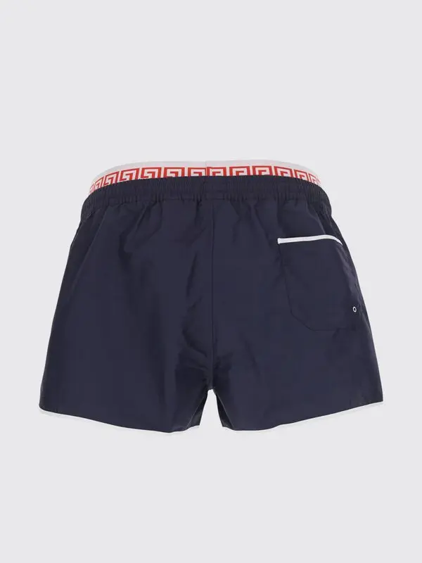Versace Boxer Swim Trunks With Elasticated Logo Waistband And Drawstring