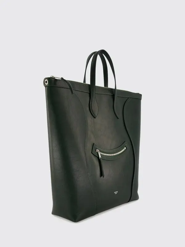 Celine The Vertical Calfskin Leather Tote Bag With Foil Logo