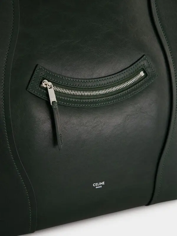 Celine The Vertical Calfskin Leather Tote Bag With Foil Logo