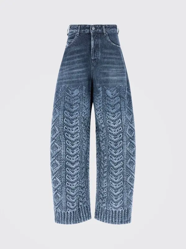 DIESEL® High-waisted Wide-leg Graphic Print Jeans With Five Pockets