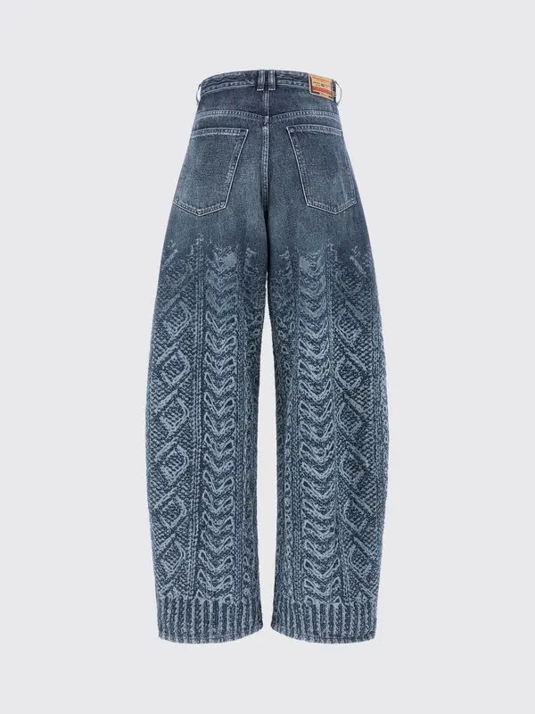 DIESEL® High-waisted Wide-leg Graphic Print Jeans With Five Pockets