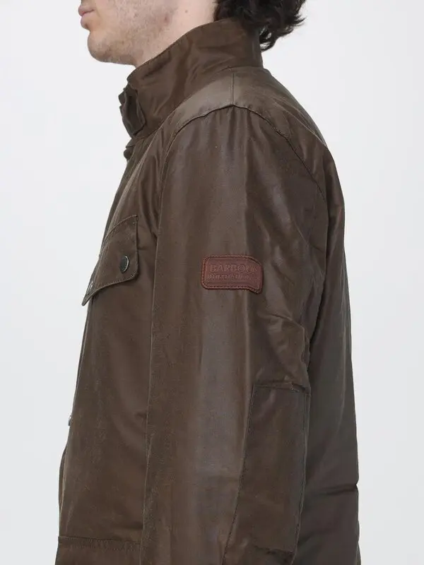BARBOUR INTERNATIONAL Duke High Neck Waxed Cotton Jacket With Patch Pockets