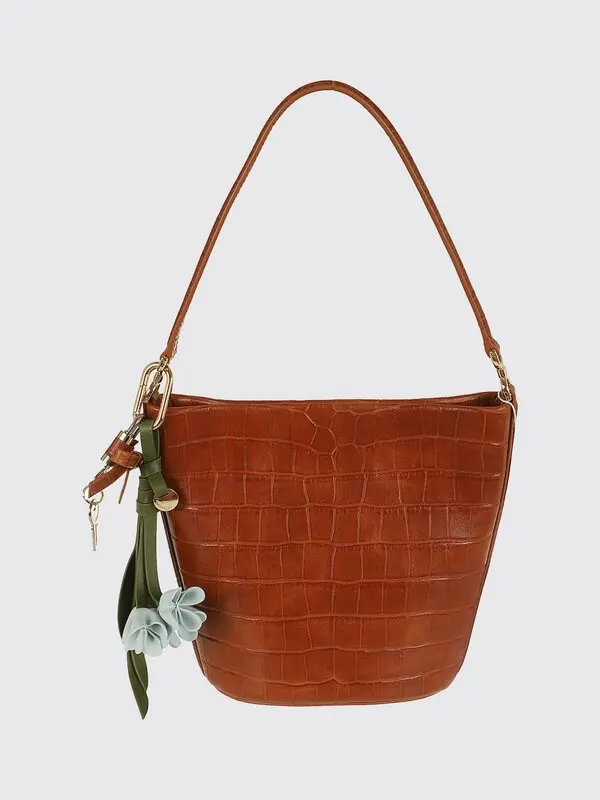 SELF-PORTRAIT Croc-effect Leather Mini Bucket Bag With Top Handle