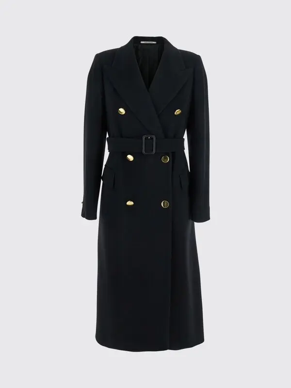 Tagliatore Long Double-breasted Belted Coat In Virgin Wool And Cashmere
