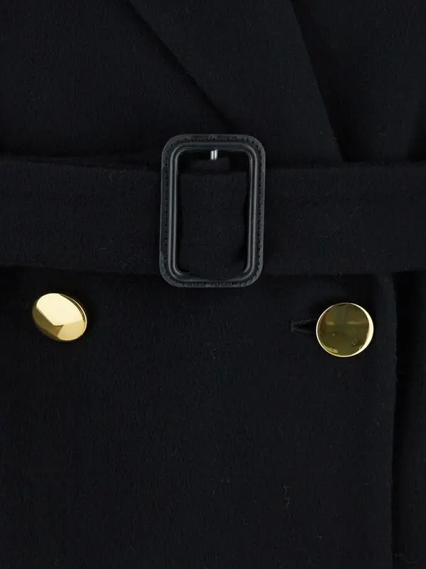 Tagliatore Long Double-breasted Belted Coat In Virgin Wool And Cashmere