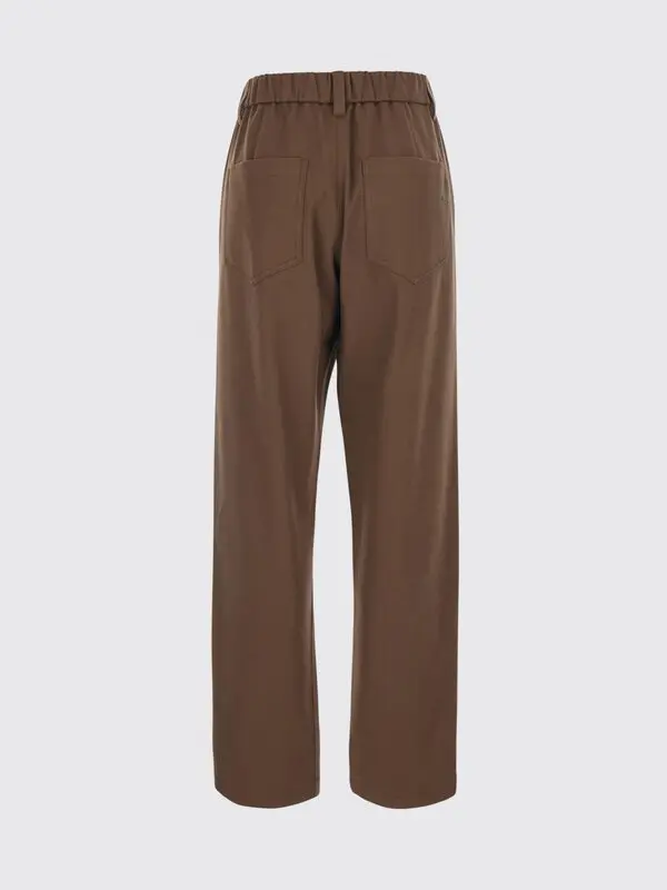 Brunello Cucinelli Wide Leg Viscose And Silk Pants With Monili Detail - Brown