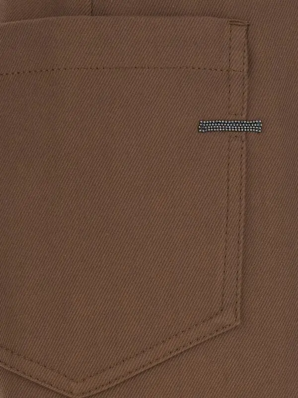Brunello Cucinelli Wide Leg Viscose And Silk Pants With Monili Detail - Brown