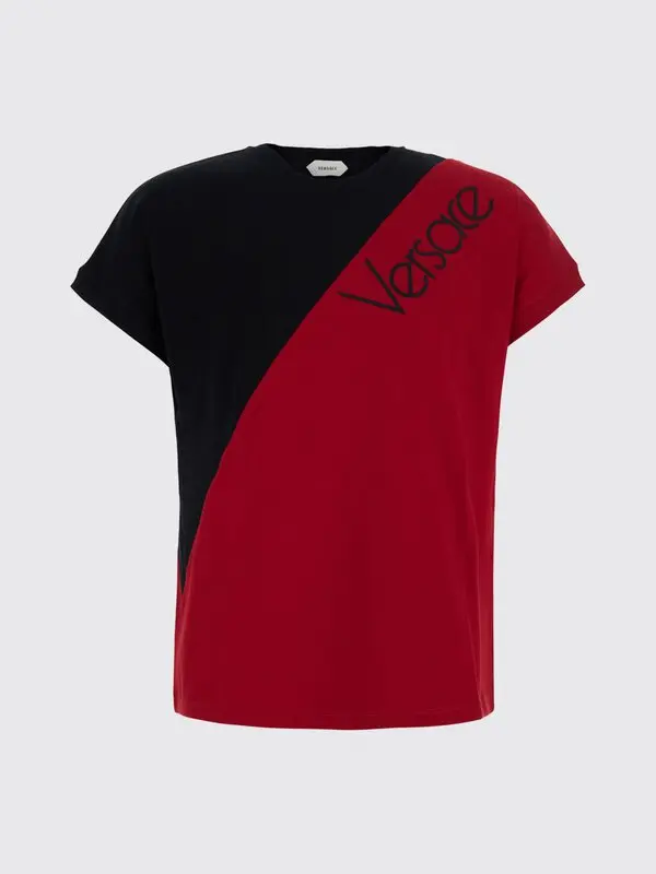 Versace Stretch-cotton T-shirt With Contrast Logo And Dropped Shoulders