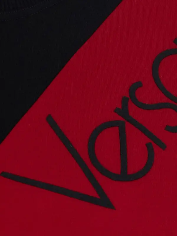 Versace Stretch-cotton T-shirt With Contrast Logo And Dropped Shoulders