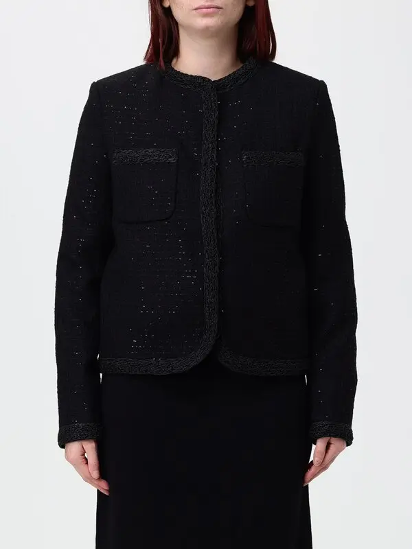 Fabiana Filippi Cropped Wool-blend Blazer With Sequin Embroidery