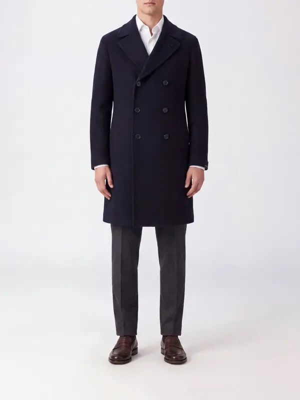 Tagliatore Double-breasted Knee-length Leather And Suede Coat