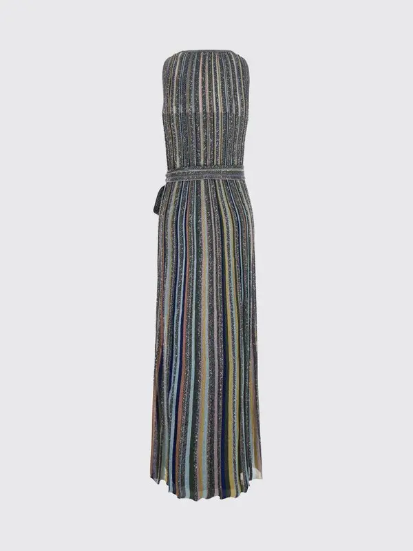 Missoni Striped Lurex Long Evening Gown With Sequins