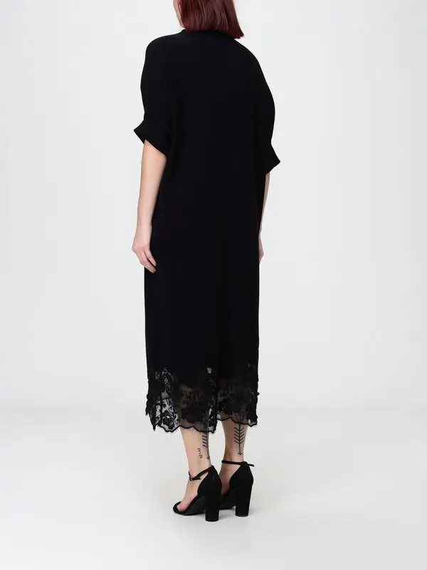 Fabiana Filippi Lace-insert Wool And Cashmere Midi Dress - Black