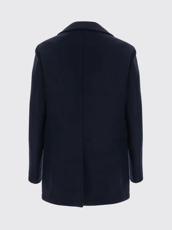 Tagliatore Double-breasted Knee-length Wool Coat With Cuff Straps - Blue