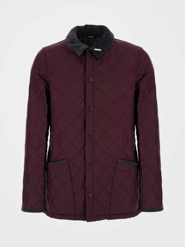 Barbour Short Quilted Waterproof Cotton Jacket With A Velvet Collar - Burgundy