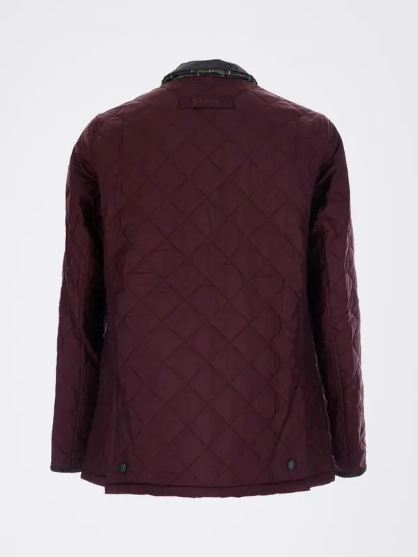 Barbour Short Quilted Waterproof Cotton Jacket With A Velvet Collar - Burgundy