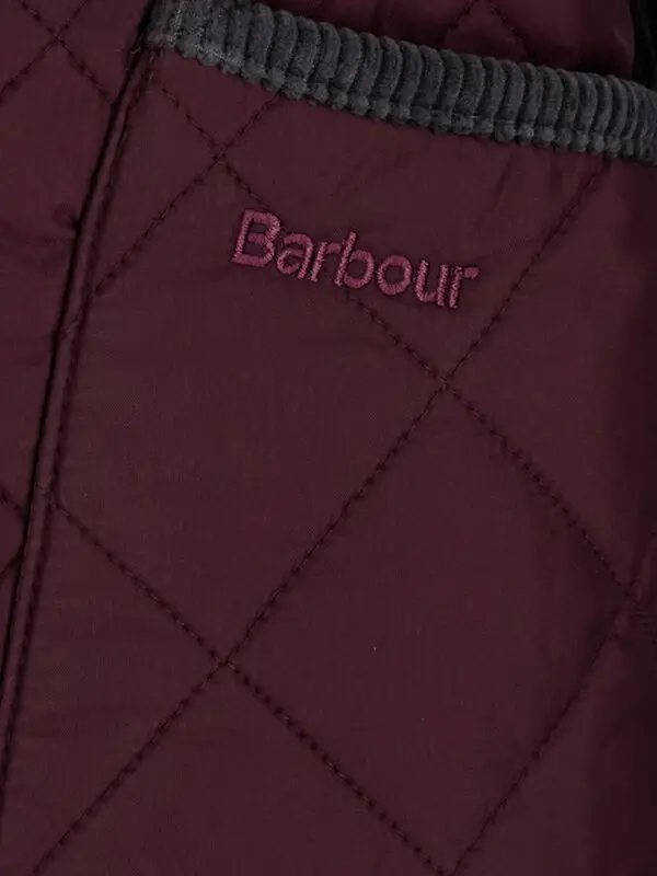 Barbour Short Quilted Waterproof Cotton Jacket With A Velvet Collar - Burgundy