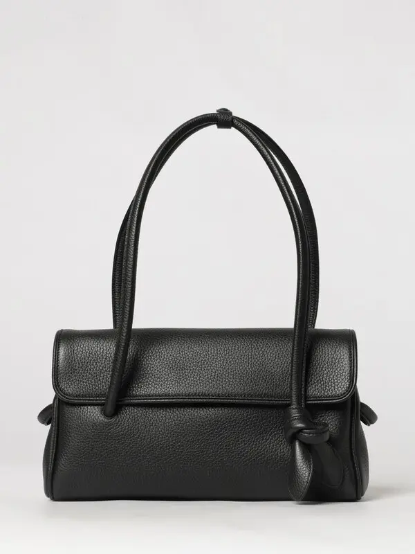 Jacquemus Le Turismo Grained Calfskin Shoulder Bag With Logo - Black