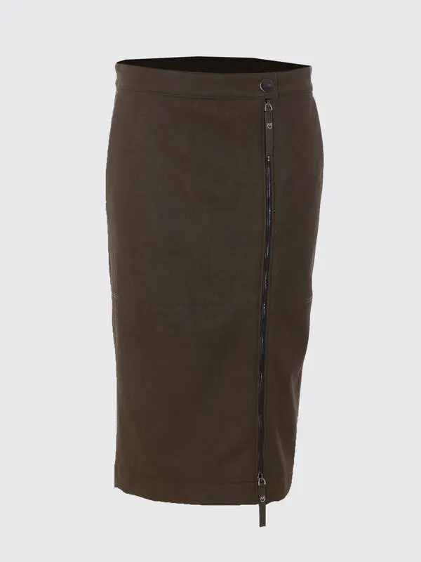 Pinko High-waisted Midi Pencil Skirt In Viscose Blend With Off-center Zip - Dark