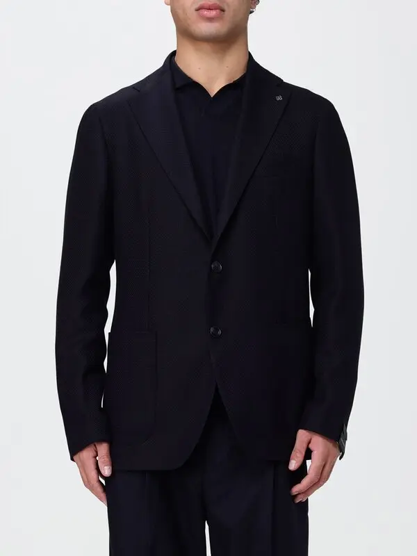 Tagliatore Single-breasted Super 100's Virgin Wool Blazer With Patch Pockets