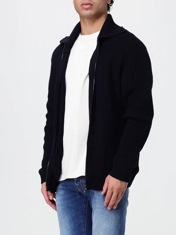 Tagliatore Ribbed-collar Zip-up Wool Blend Cardigan - Blue