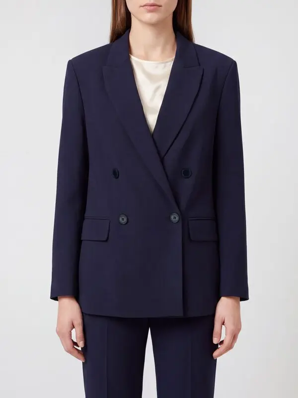 TWINSET Double-breasted Viscose Blend Blazer With Peak Lapels - Blue