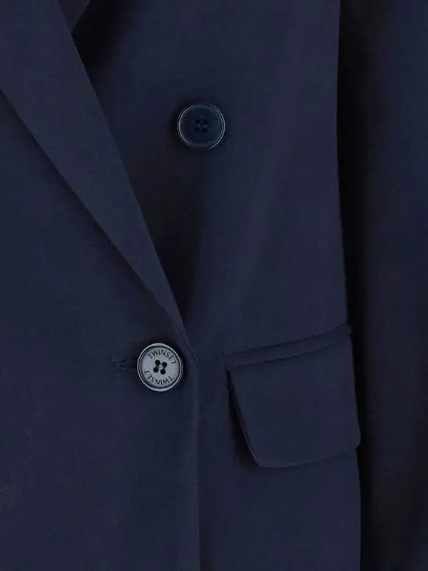 TWINSET Double-breasted Viscose Blend Blazer With Peak Lapels - Blue