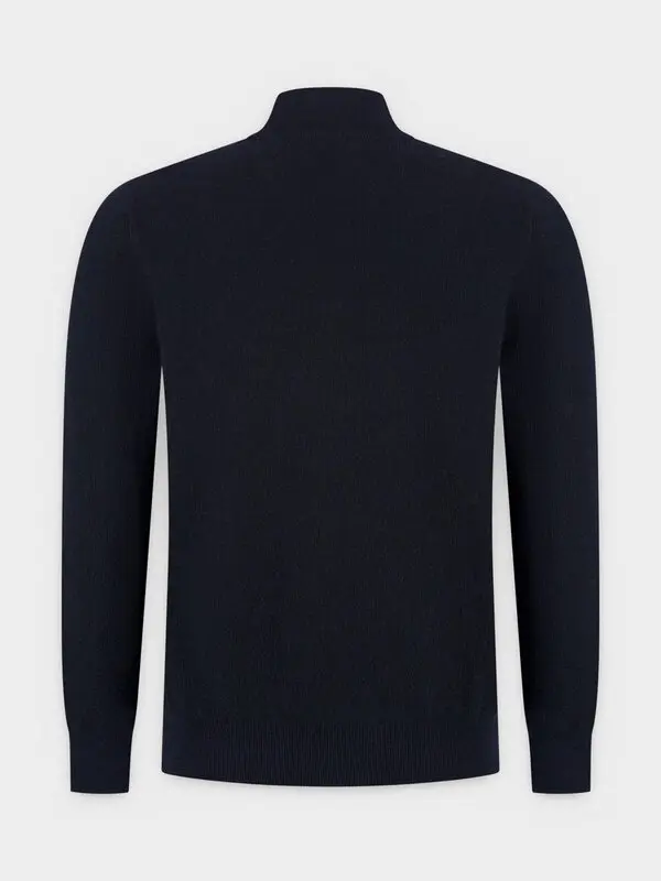 Brioni Half-zip Turtleneck Sweater In Cashmere And Wool Blend - Navy