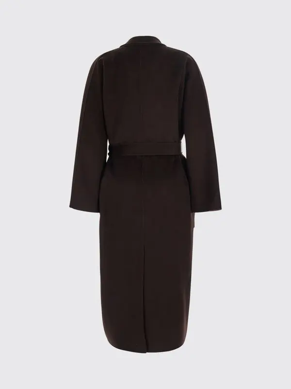 Elisabetta Franchi Long Robe Coat In Pure Wool With A Waist Belt