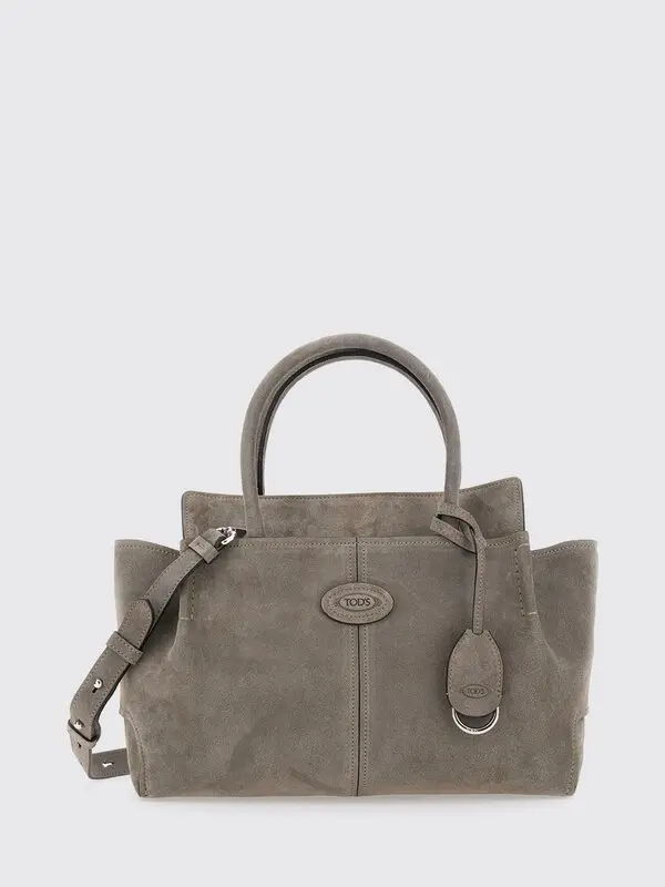 TOD'S Leather And Suede Handbag With Double Handle And Logo Charm