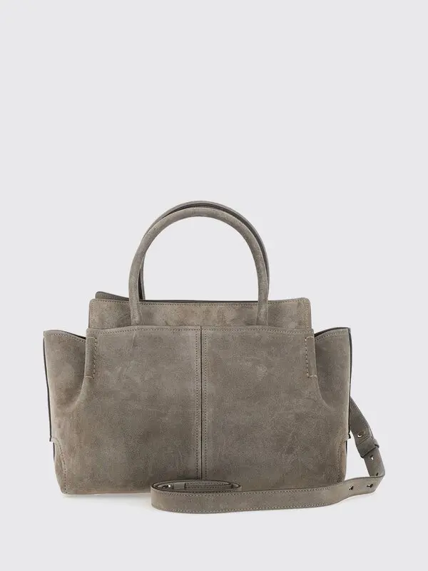 TOD'S Leather And Suede Handbag With Double Handle And Logo Charm
