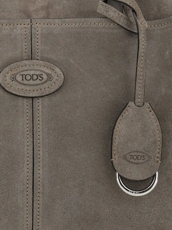TOD'S Leather And Suede Handbag With Double Handle And Logo Charm