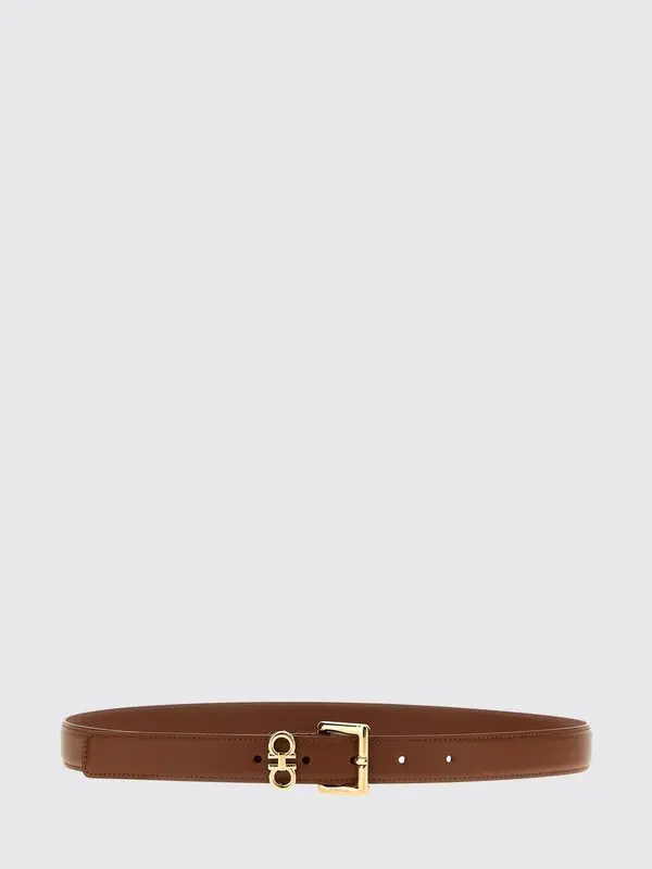 FERRAGAMO Double Gancini Adjustable Smooth Calfskin Leather Belt