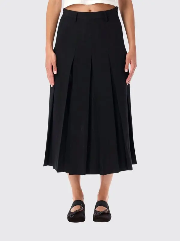 MAISON MARGIELA High-waisted Pleated Midi Skirt In Virgin Wool Blend