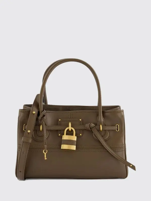 Chloé Paddington Handbag In Calf Leather With Padlock And Removable Shoulder Strap - Brown
