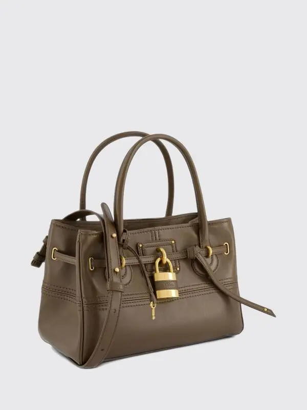 Chloé Paddington Handbag In Calf Leather With Padlock And Removable Shoulder Strap - Brown