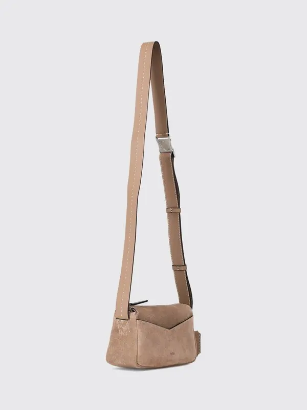 Max Mara Suede Leather Crossbody Bag With Logo Charm
