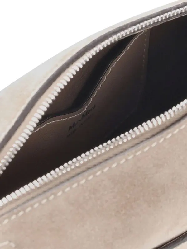 Max Mara Suede Leather Crossbody Bag With Logo Charm
